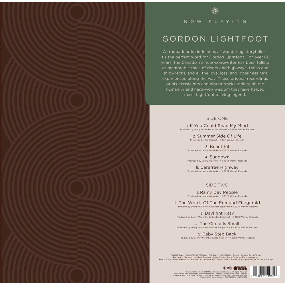 Now Playing - Gordon Lightfoot Exclusive Limited Gord's Green Color LP ...